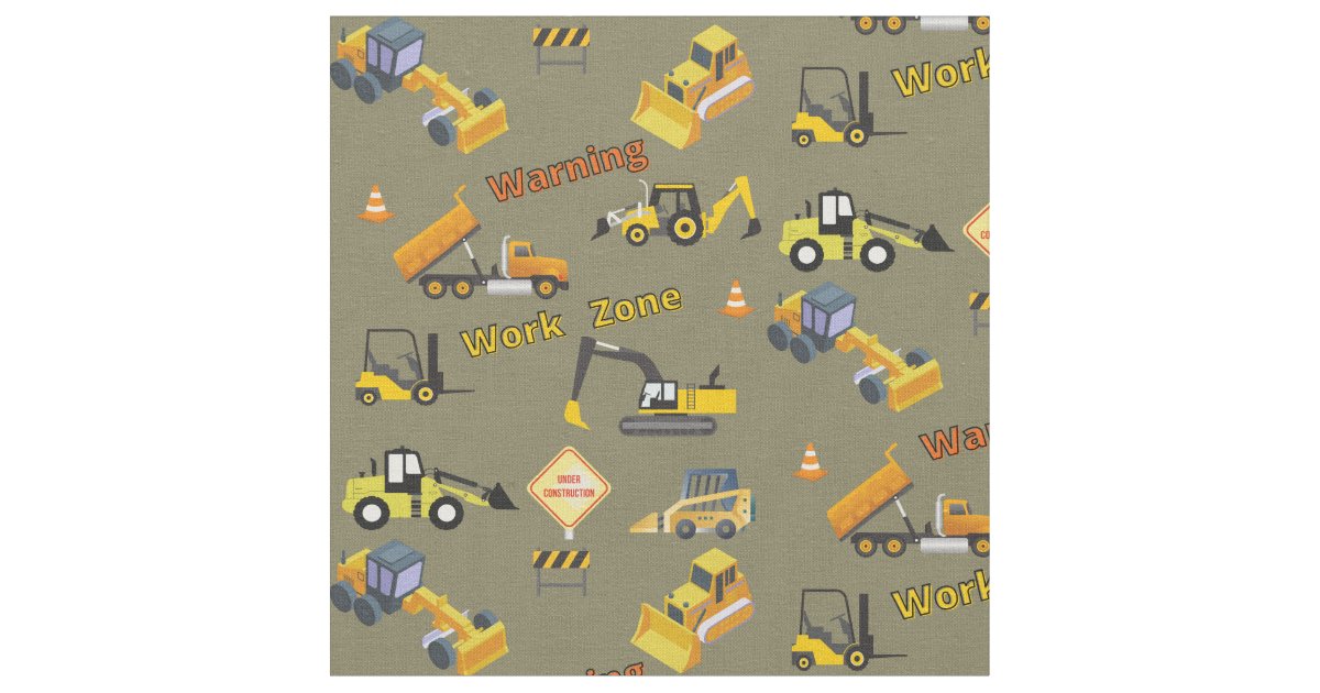 Construction Warning Work Zone Fabric | Zazzle