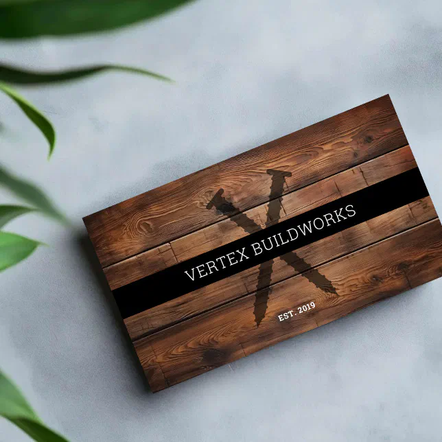 Construction Wood Furniture screws rustic timber Business Card | Zazzle