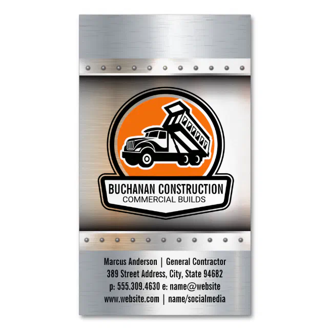 Construction Work Truck Off Loading Resources Business Card Magnet | Zazzle