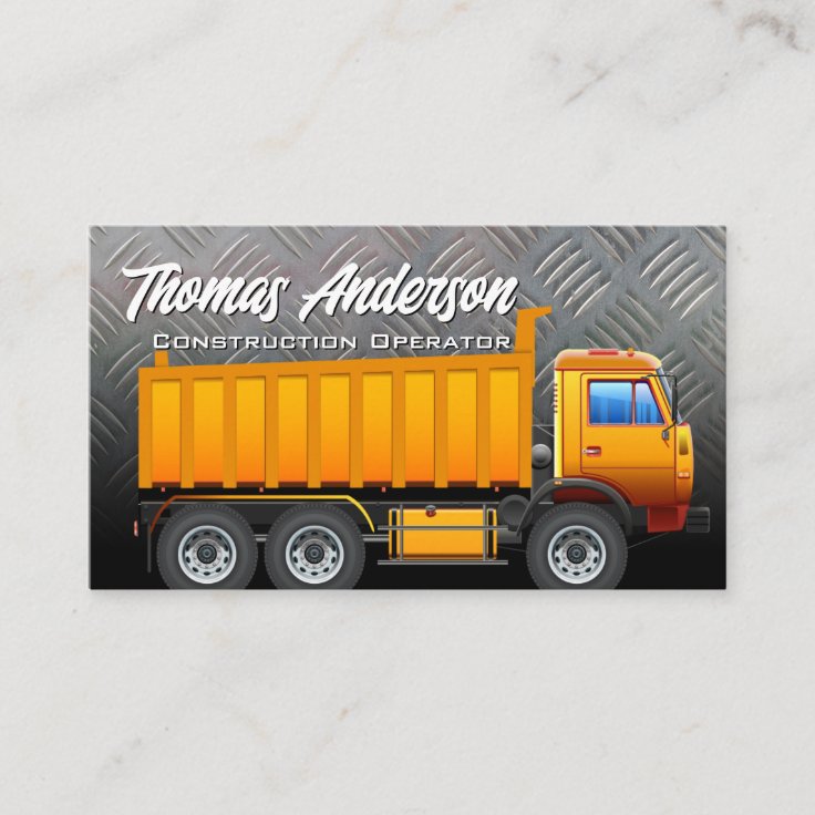 Construction Work Truck | Steel Metal Business Card | Zazzle