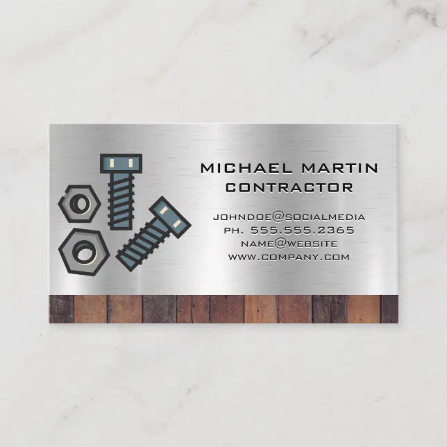 Construction Worker | Bolts and Nuts Business Card | Zazzle