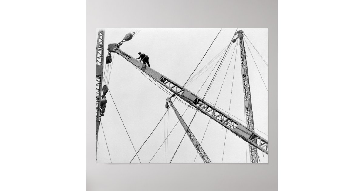 Construction Worker Flying High Poster | Zazzle