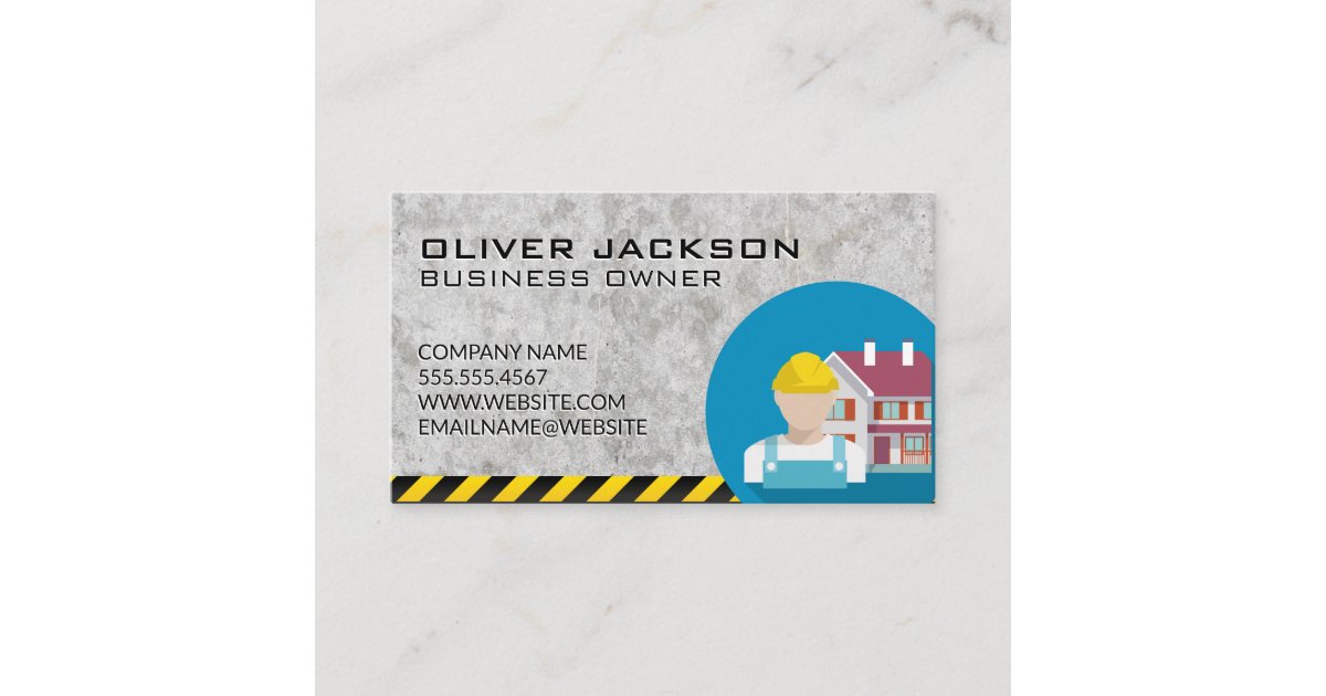 Construction | Worker | Home Builder Business Card | Zazzle