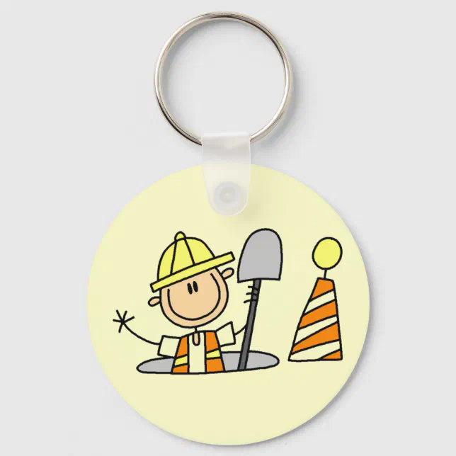 Construction Worker in Manhole Tshirts and Gifts Keychain | Zazzle