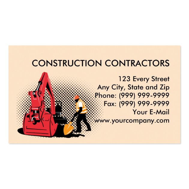 construction worker mechanical digger business cards