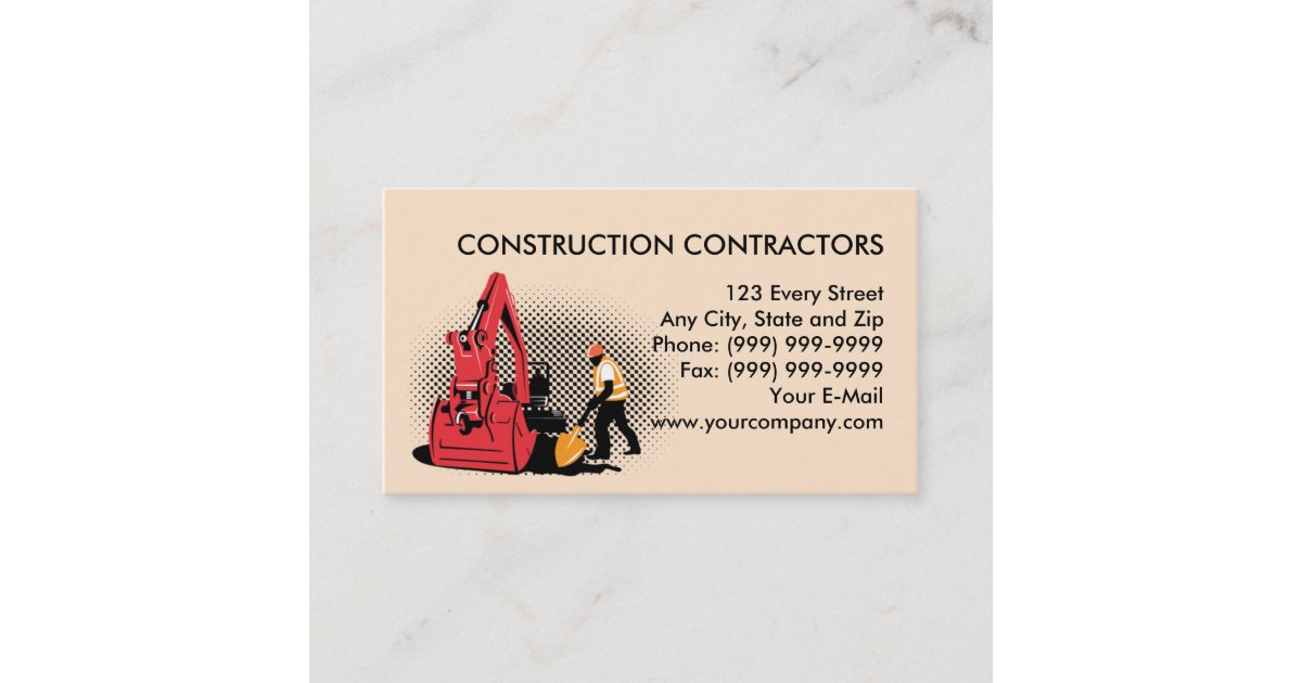 construction worker mechanical digger business card | Zazzle