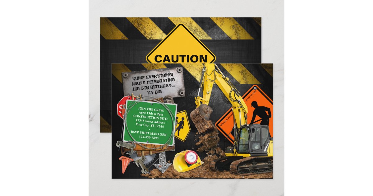Construction Worker Party Invitation | Zazzle