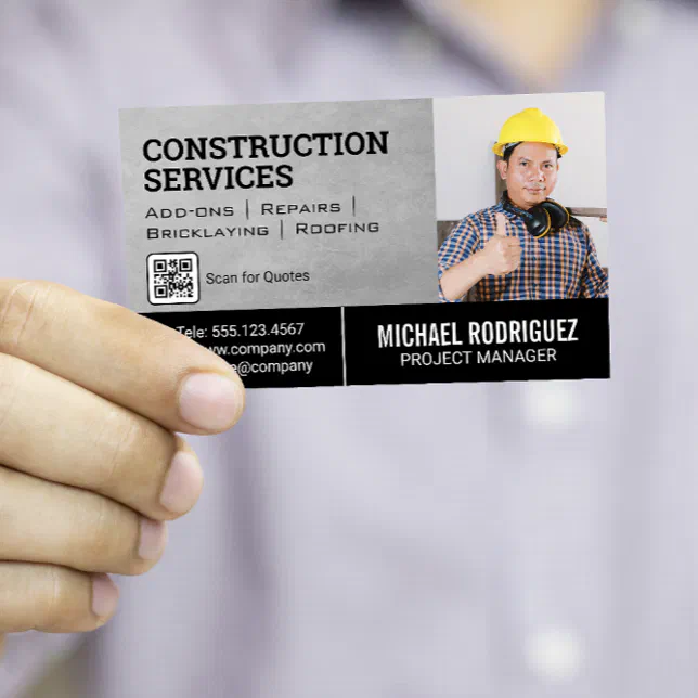 Construction Worker | QR code template Business Card | Zazzle