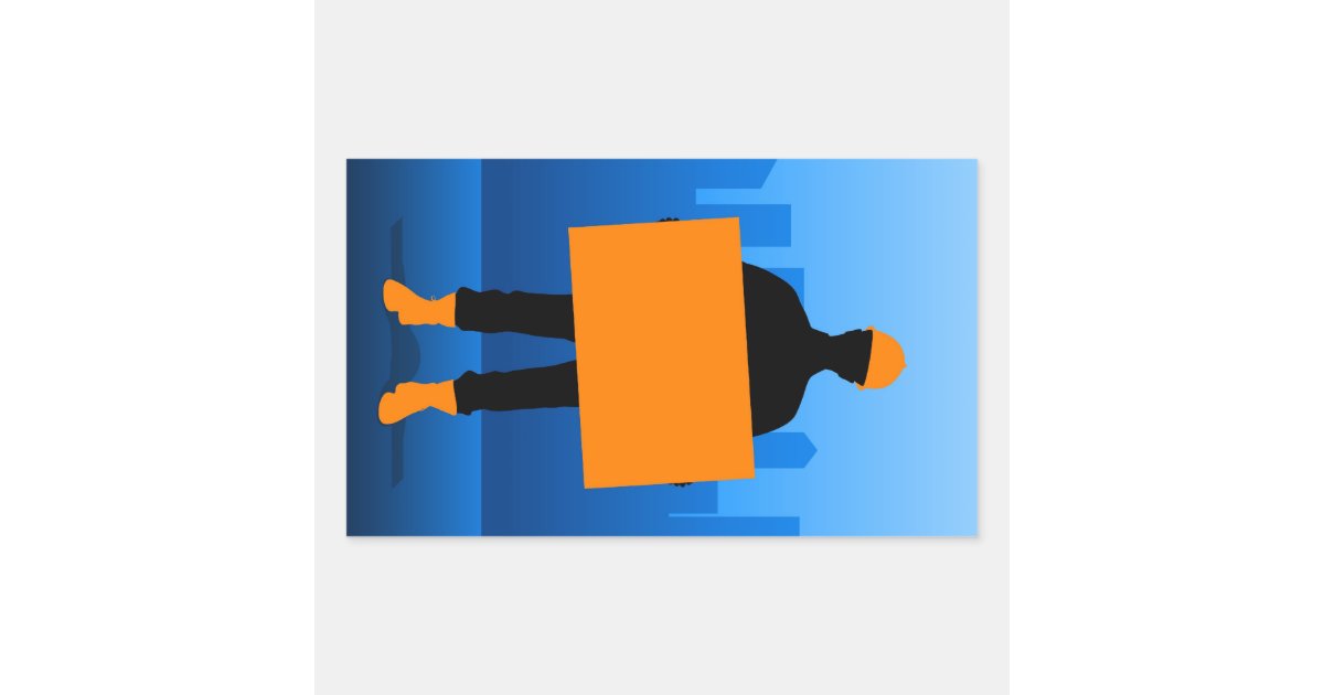 Construction Worker Rectangular Sticker | Zazzle