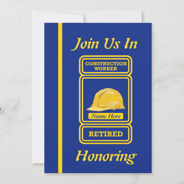 Construction Worker Retirement Invitation | Zazzle