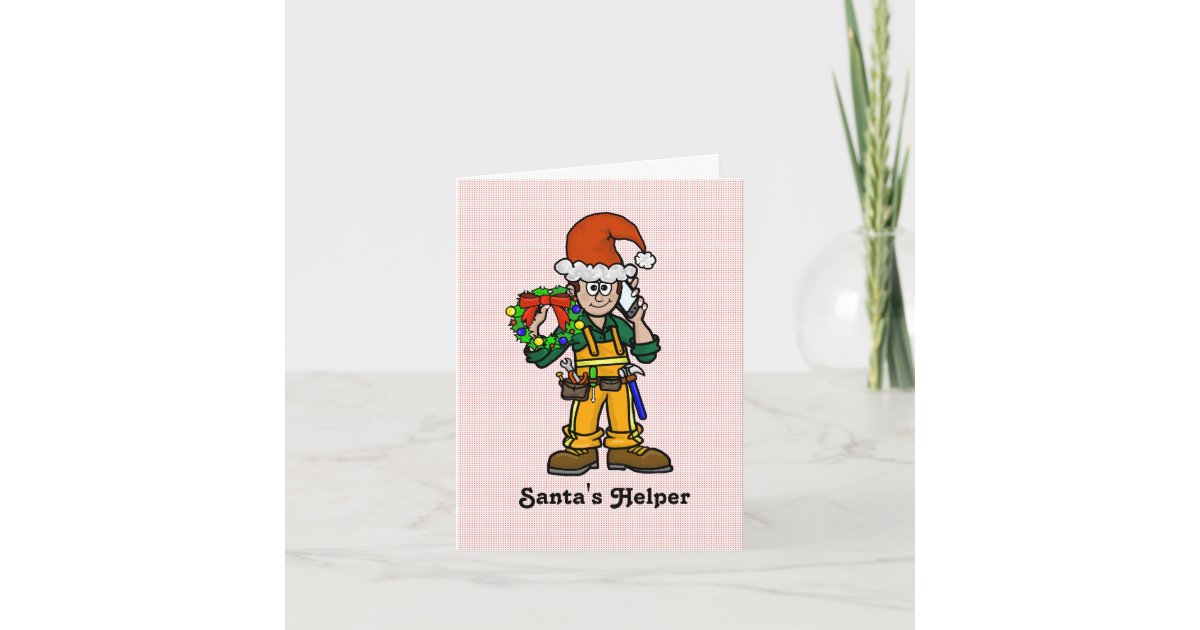 Construction Worker Santa Christmas Card | Zazzle