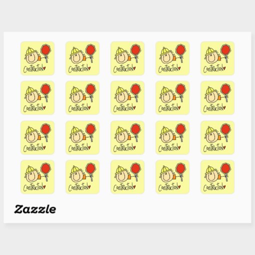 Construction Worker Square Sticker | Zazzle