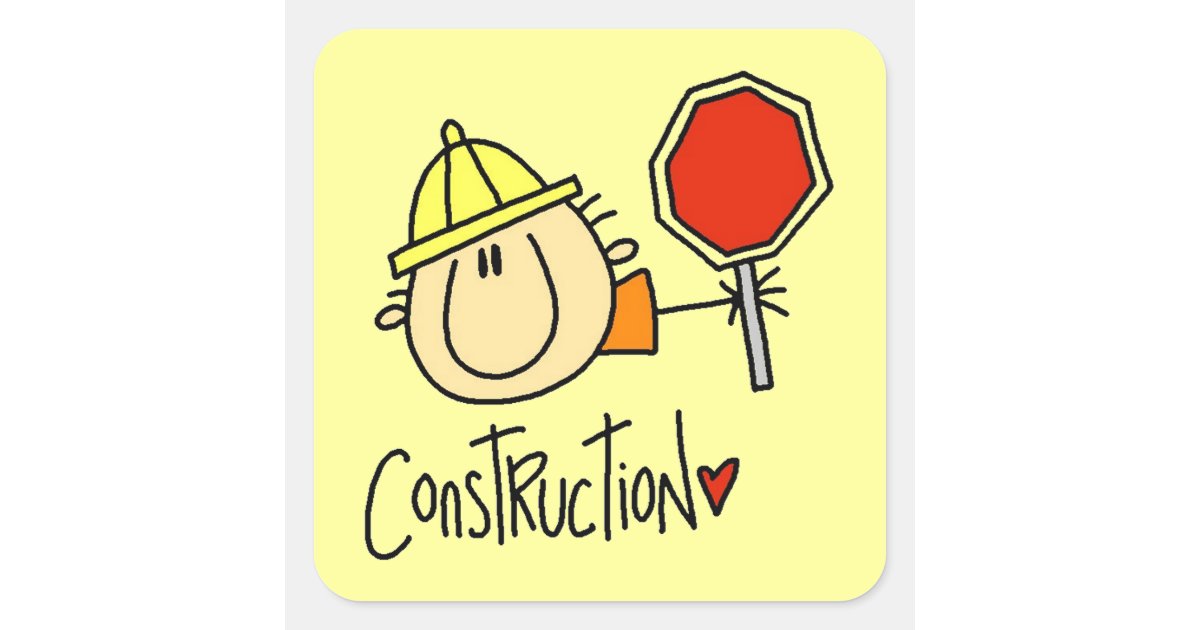 Construction Worker Square Sticker | Zazzle