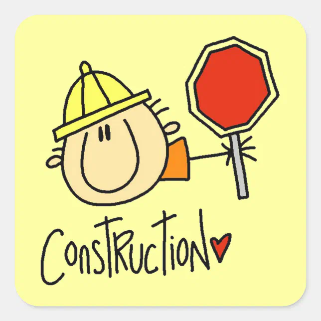 Construction Worker Square Sticker | Zazzle
