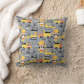 Construction Worker Tipper Truck Digger Pattern Throw Pillow | Zazzle