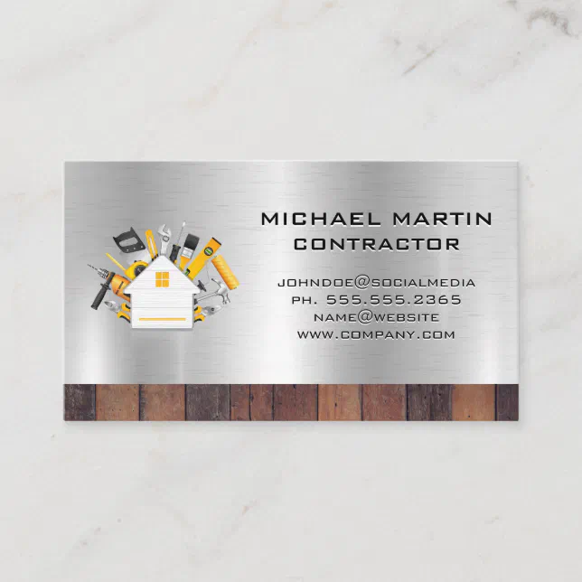 Construction Worker | Tools and House Business Card | Zazzle