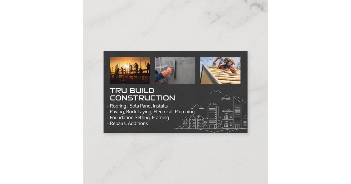 Construction Workers | Roofer | Paver | Masonry Business Card | Zazzle