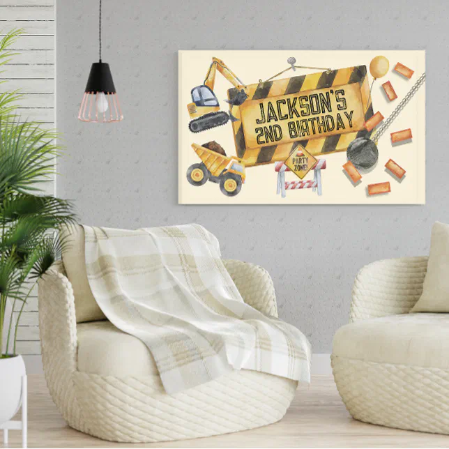 Construction Wrecking Ball Birthday Party Banner | Zazzle