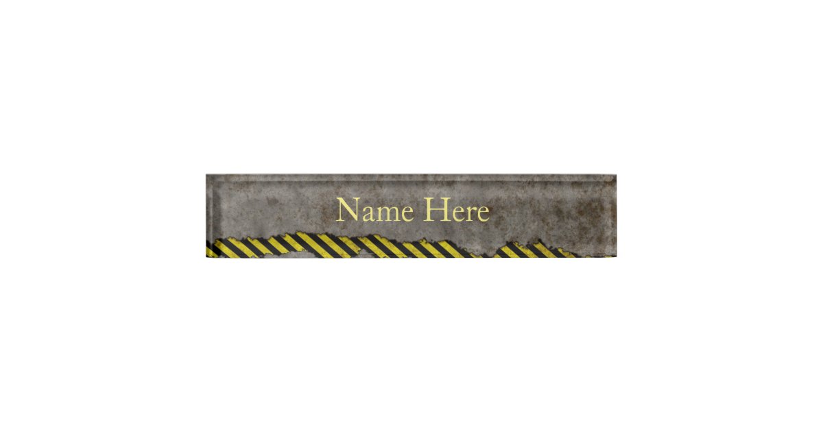 Construction Yellow and Black Nameplate | Zazzle