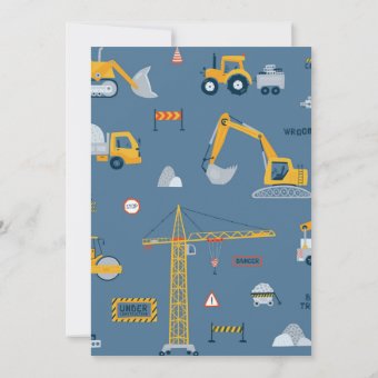 Construction Yellow Dump Truck Digger Boy Birthday Invitation | Zazzle
