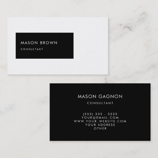 Consultant Profi Modern Black Rectangle Business Card | Zazzle