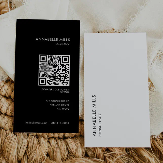 Consultant Vertical Minimalist Simple Qr Code Business Card | Zazzle