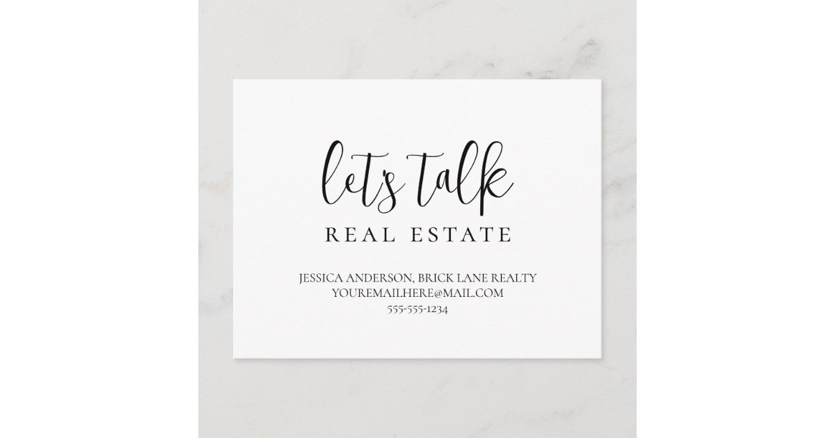 Contact Info Let's Talk Real Estate Postcard | Zazzle