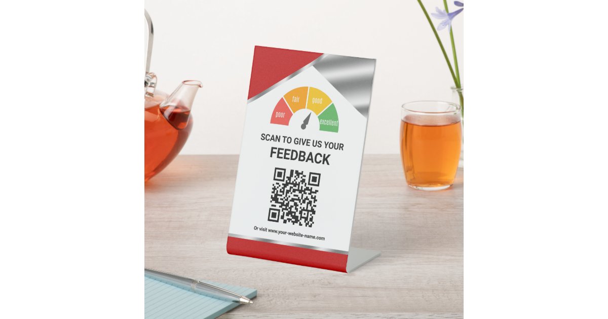Contactless QR Code Customer Feedback Table Sign | Zazzle