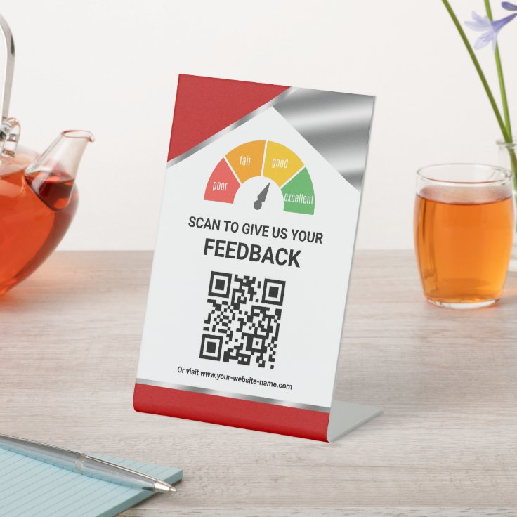 Contactless QR Code Customer Feedback Table Sign | Zazzle