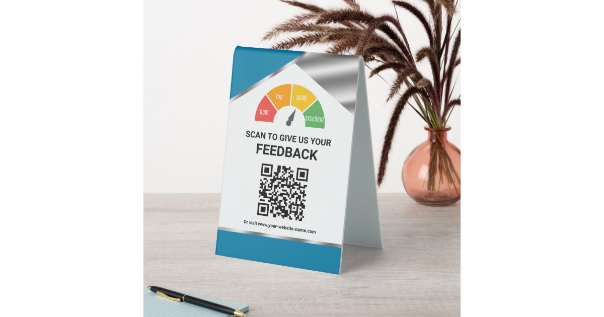 Contactless QR Code Customer Feedback Table Tent | Zazzle