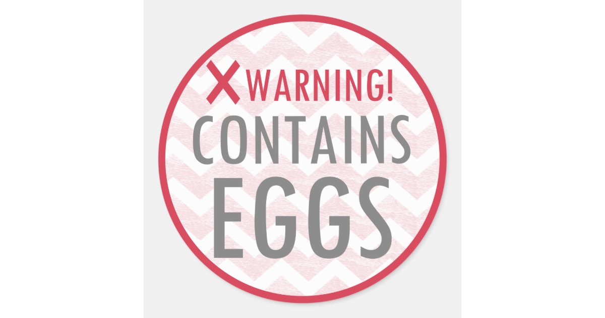 Contains Eggs Allergen Warning Red Classic Round Sticker | Zazzle