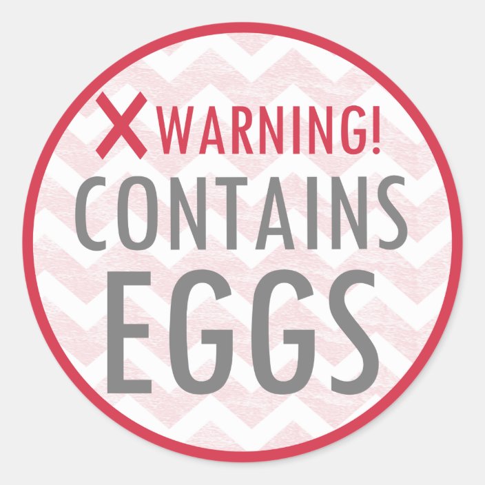 Contains Eggs Allergen Warning Red Classic Round Sticker | Zazzle.com