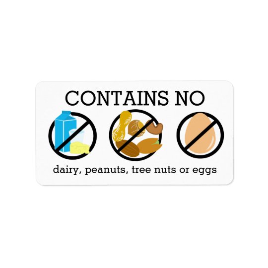 Contains No Dairy Nuts or Eggs Allergens Alert Label | Zazzle.com