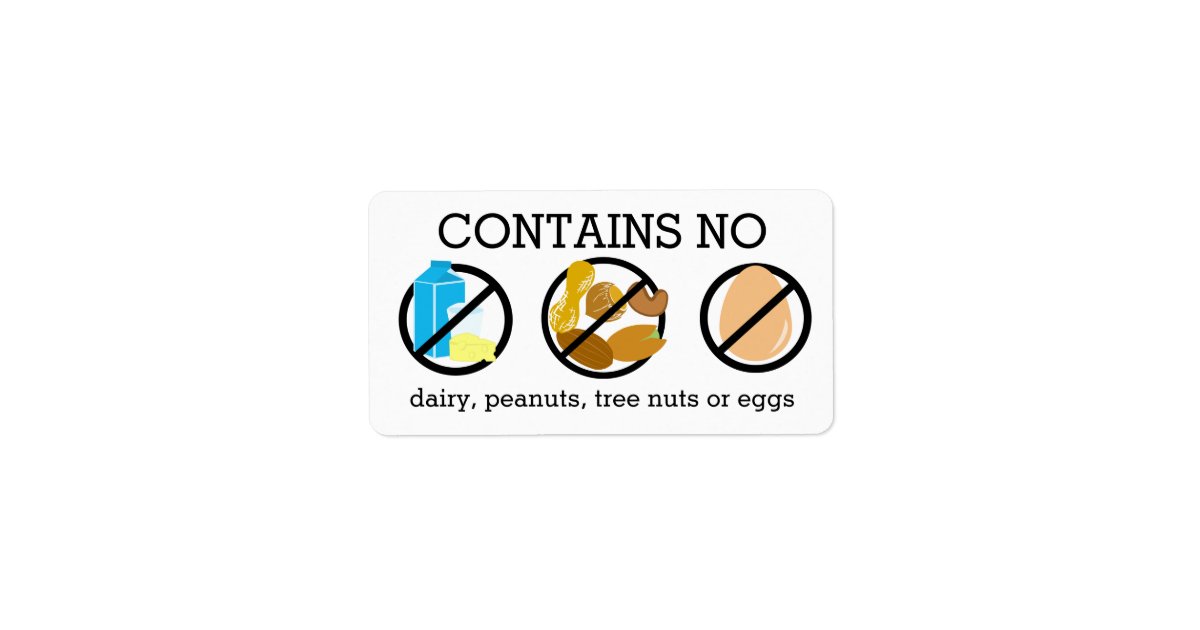 Contains No Dairy Nuts or Eggs Allergens Alert Label | Zazzle