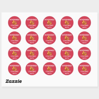 Contains Nuts Food Allergy Alert Stickers | Zazzle