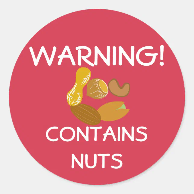 Contains Nuts Food Allergy Alert Stickers | Zazzle