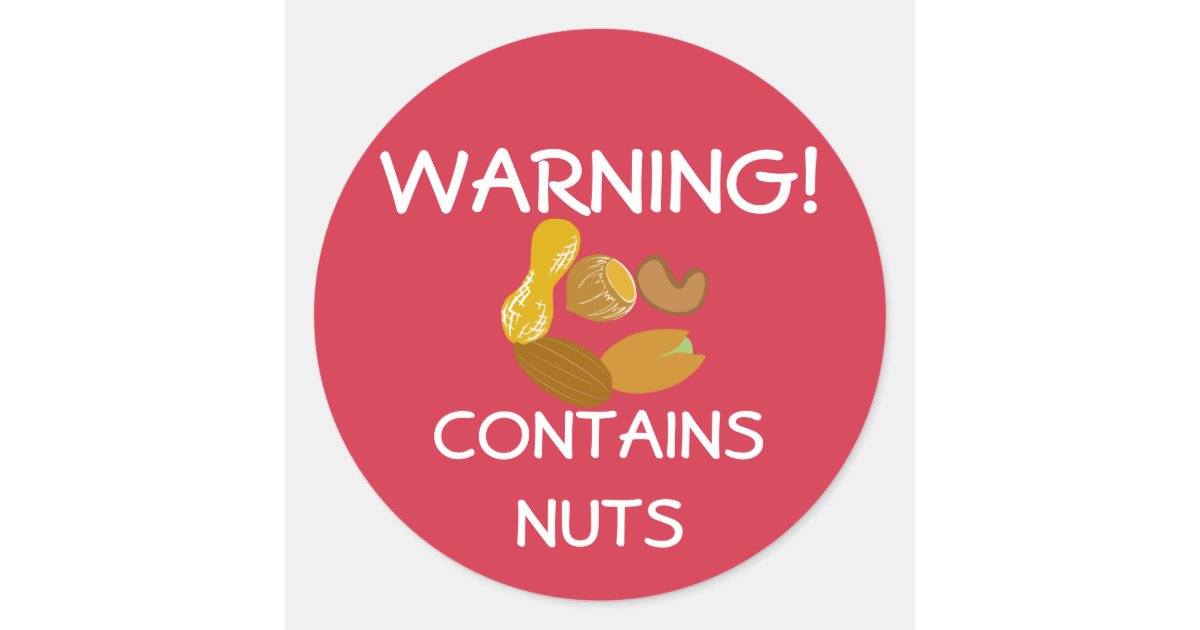 Contains Nuts Food Allergy Alert Stickers | Zazzle