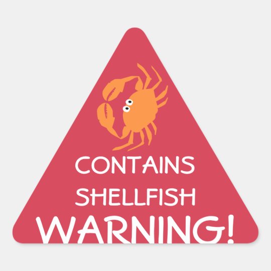 Contains Shellfish Allergy Alert Red Triangle Sticker | Zazzle.com
