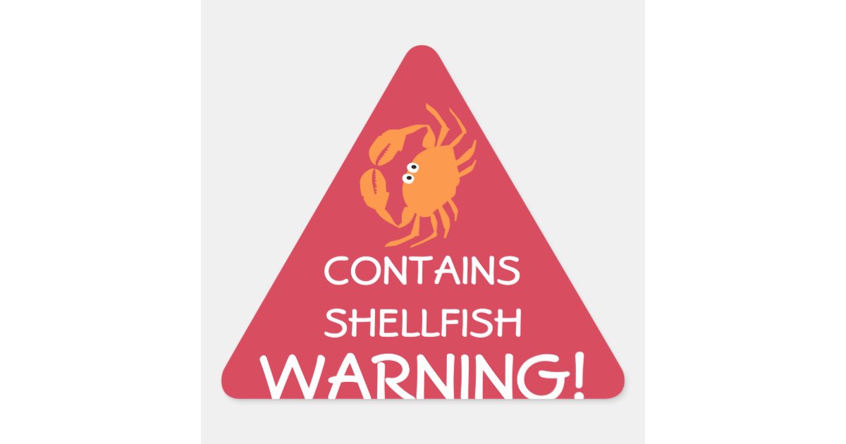 Contains Shellfish Allergy Alert Red Triangle Sticker | Zazzle