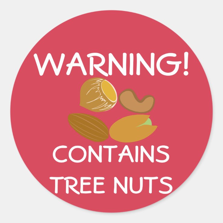 Contains Tree Nuts Food Allergy Alert Stickers | Zazzle