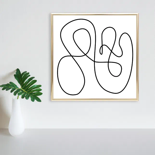 Contemporary Abstract Line Art Black and White Poster | Zazzle