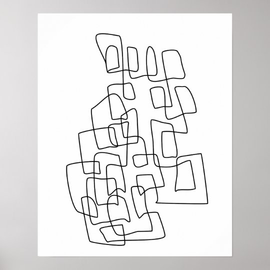 Contemporary Abstract Line Art in Black and White Poster | Zazzle.com