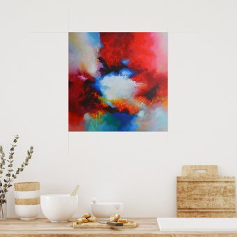 Contemporary Abstract Painting Red Yellow Blue Poster | Zazzle