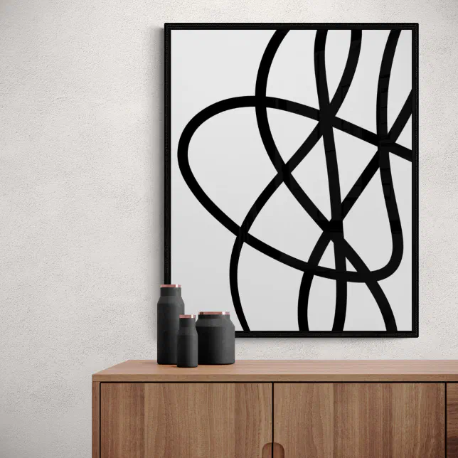 Contemporary Black and White Abstract Line Art Poster | Zazzle