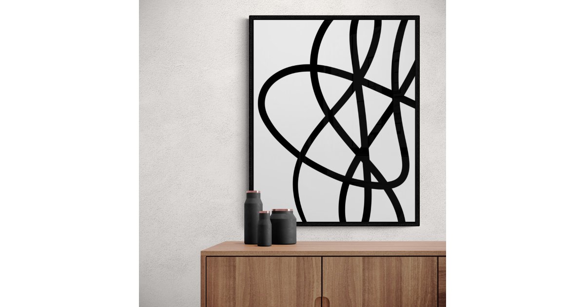 Contemporary Black and White Abstract Line Art Poster | Zazzle