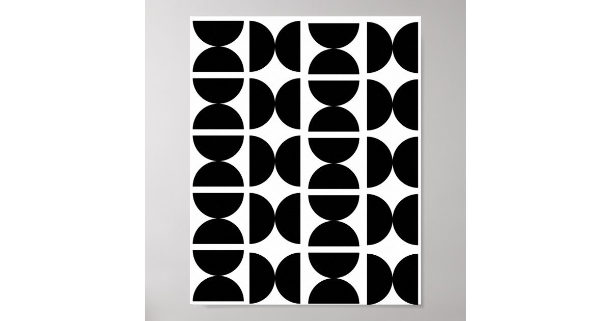 Contemporary Black and White Retro Half Moon 70s Poster | Zazzle
