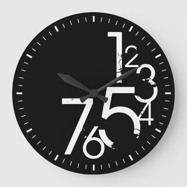 contemporary black and white wall clock | Zazzle