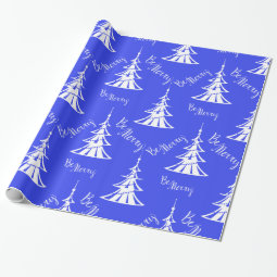 Contemporary Blue and White Christmas Wrapping Paper | Zazzle