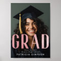 Contemporary Bold Blush Pink Gold Foil GRAD Photo Poster | Zazzle
