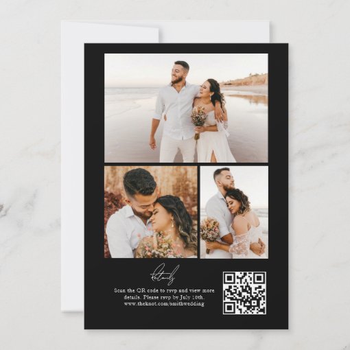 Contemporary Calligraphy Photo Collage QR Code In Invitation | Zazzle